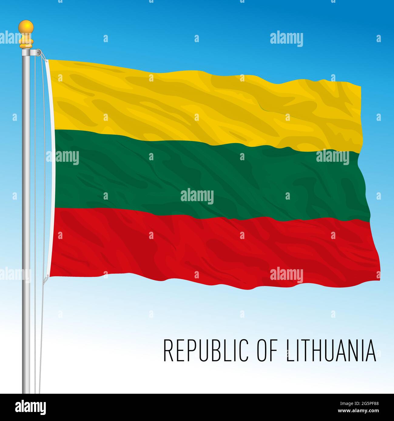 Lithuania official national flag, European Union, vector illustration ...