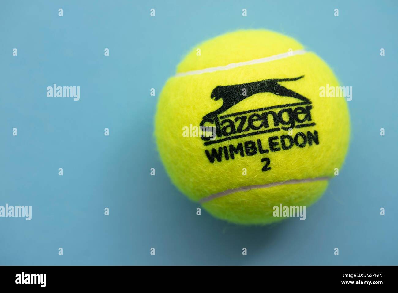 LONDON, UK - June 2021: Official wimbledon tennis Slazenger brand ball ...