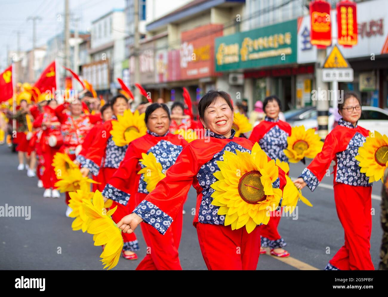 NANTONG, CHINA - JUNE 29, 2021 - More than 200 villagers perform a folk ...