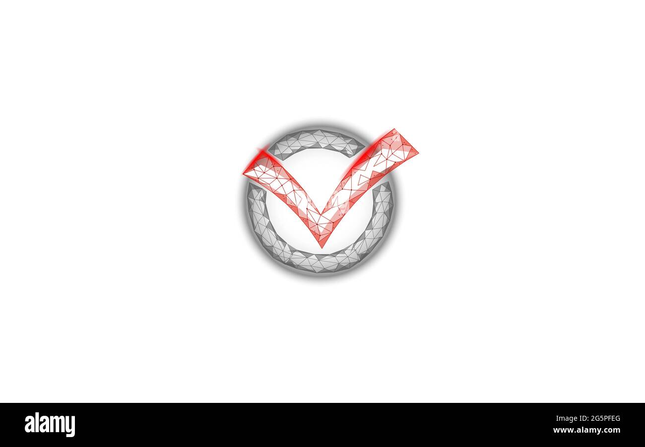 Low poly 3D check icon silhouette. Approved test correct right element ... Low poly 3D check icon silhouette. Approved test correct right element ...