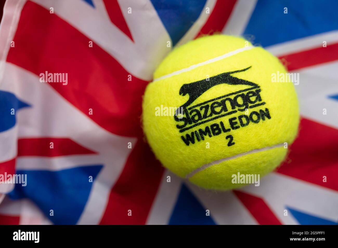 LONDON, UK - June 2021: Official wimbledon tennis Slazenger ball on uk ...