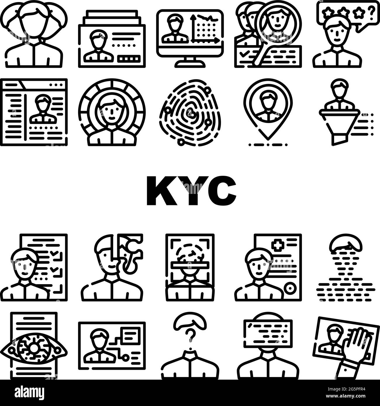 Kyc Know Your Customer Collection Icons Set Vector Stock Vector Image ...