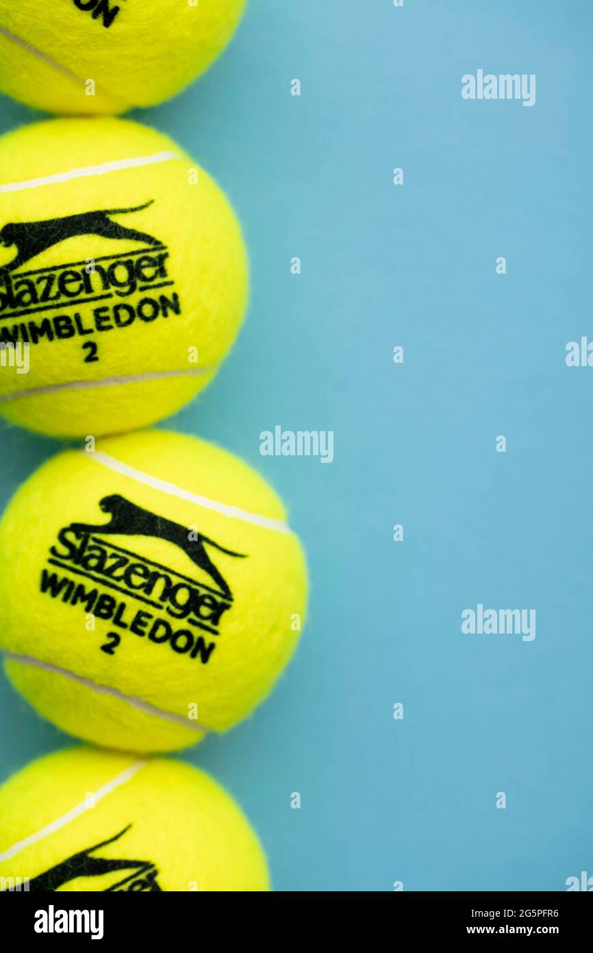 LONDON, UK - June 2021: Official wimbledon tennis Slazenger brand ball ...