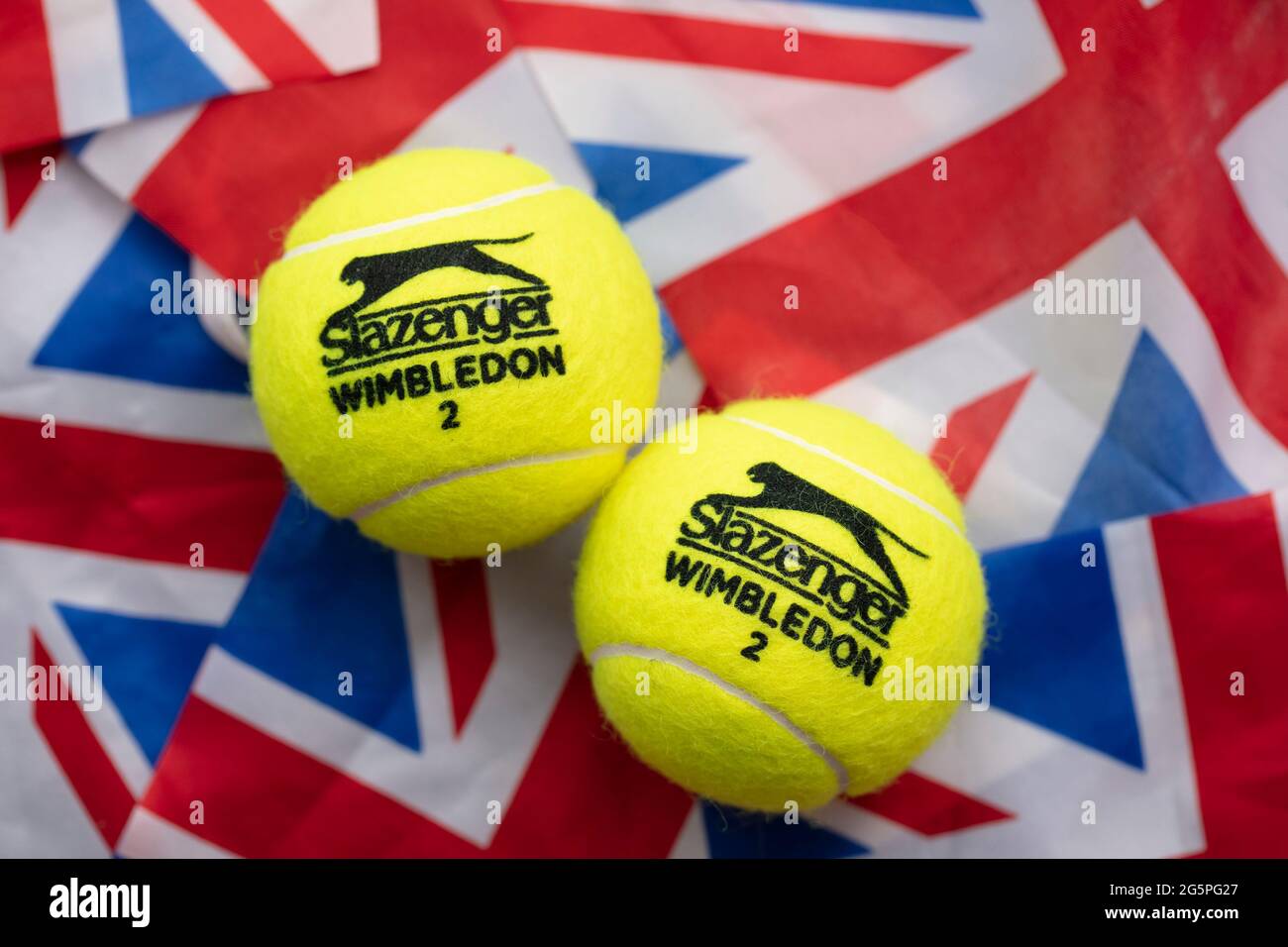 LONDON, UK - June 2021: Official wimbledon tennis Slazenger ball on uk ...