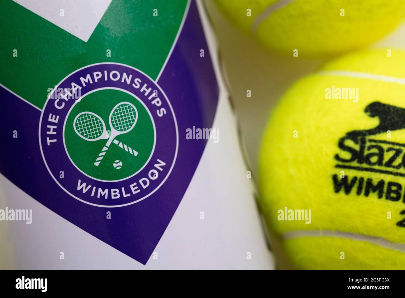 LONDON, UK - June 2021: Official wimbledon tennis Slazenger brand ball ...