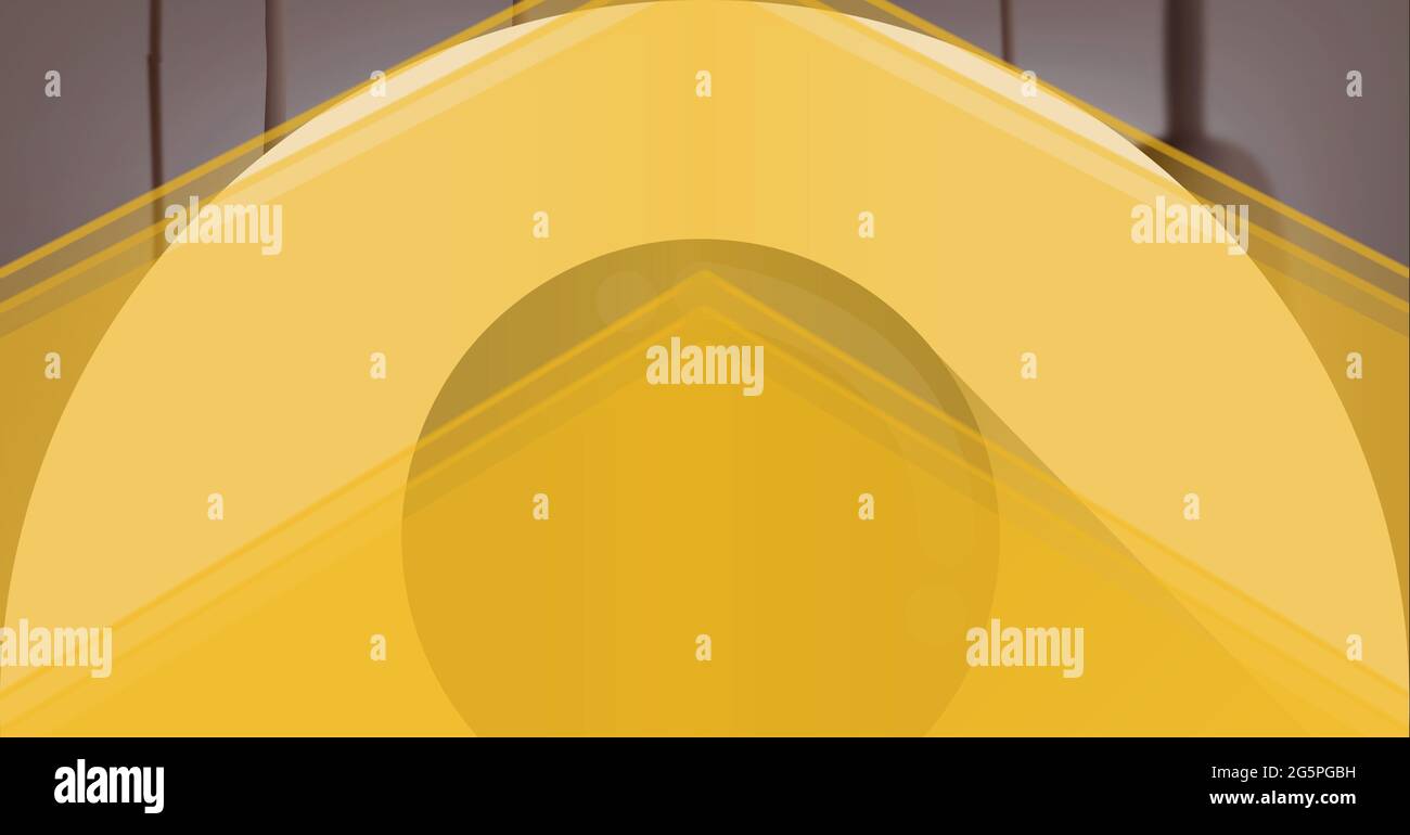 Composition of layered translucent yellow shapes, on grey background ...