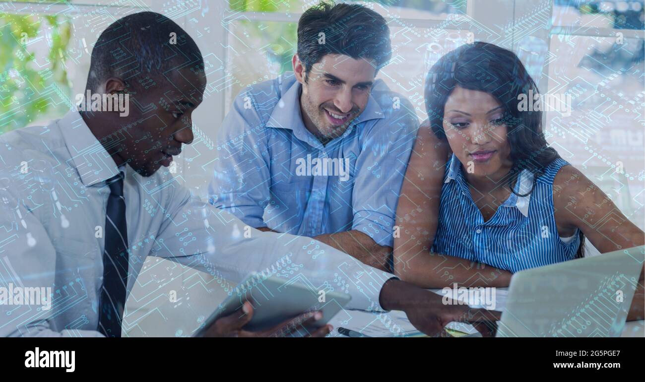 Animation business people using computer hi-res stock photography and ...