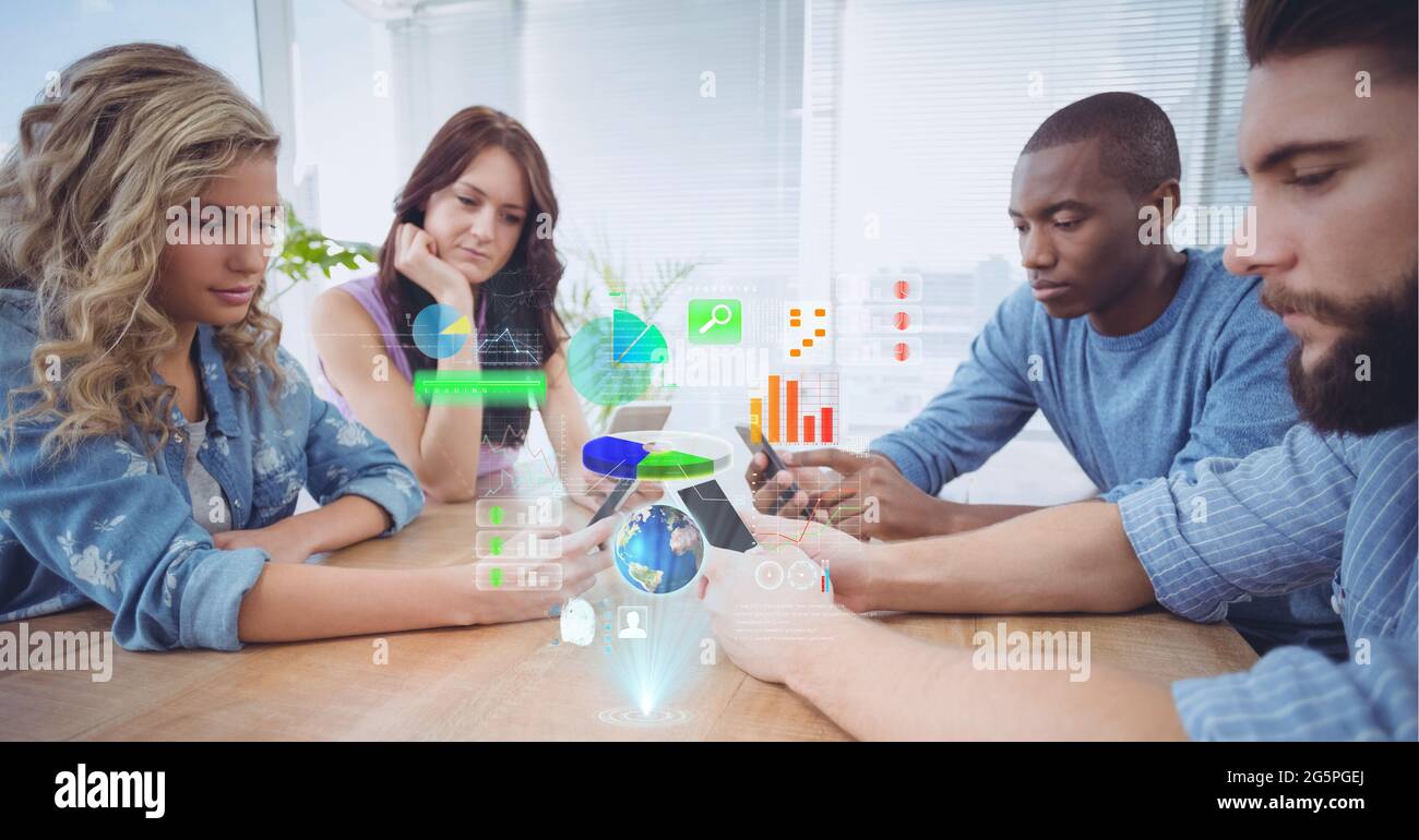 Animation digital people icons over hi-res stock photography and images ...