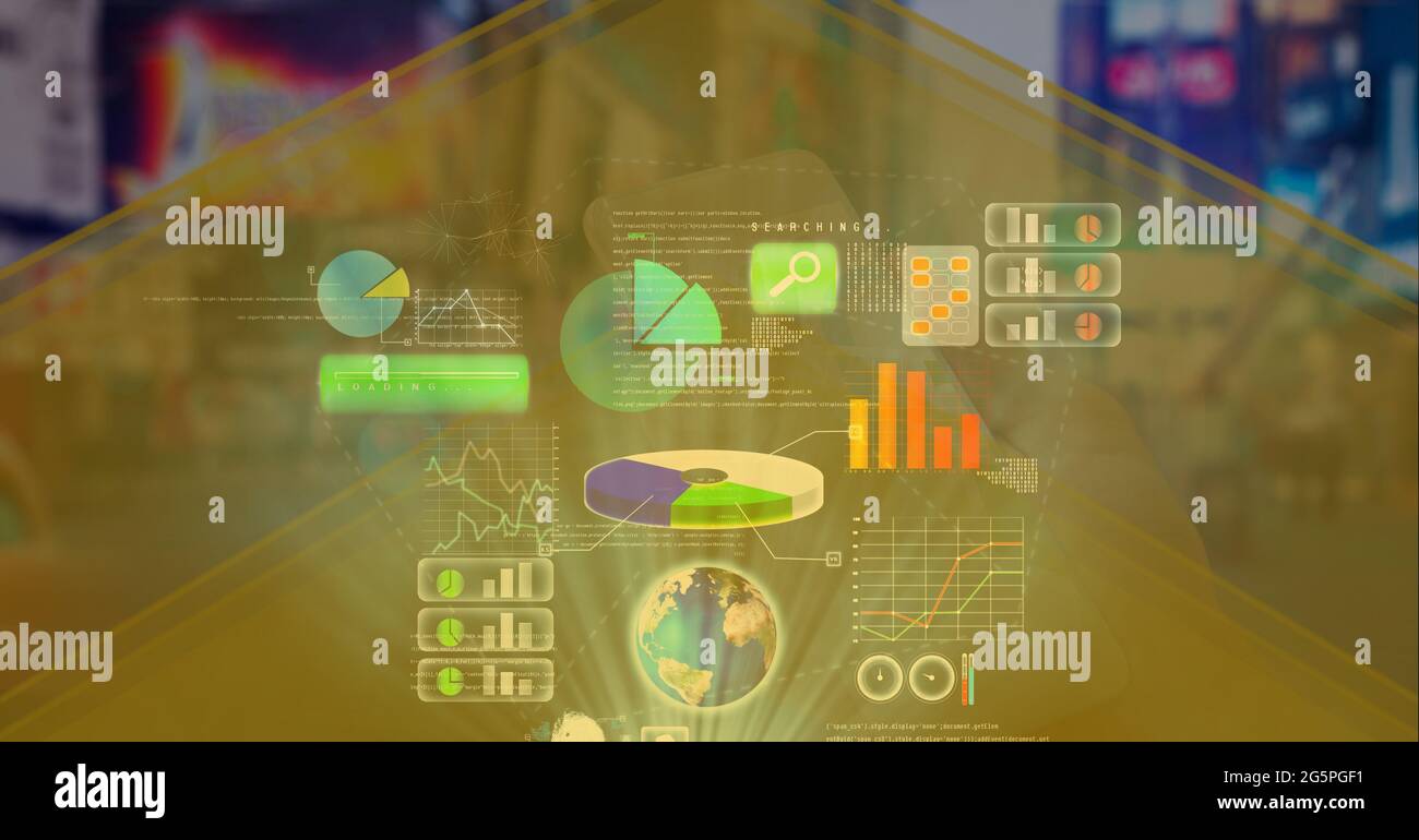 Composition of interactive screen with statistics and data processing ...