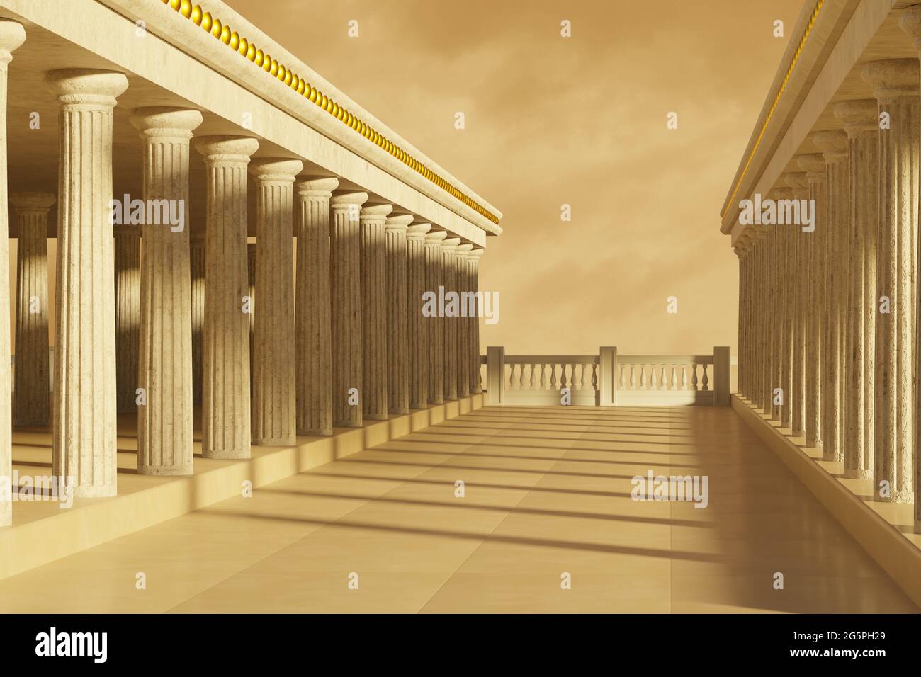 Roman colonnment with balustrade. 3D illustration Stock Photo - Alamy