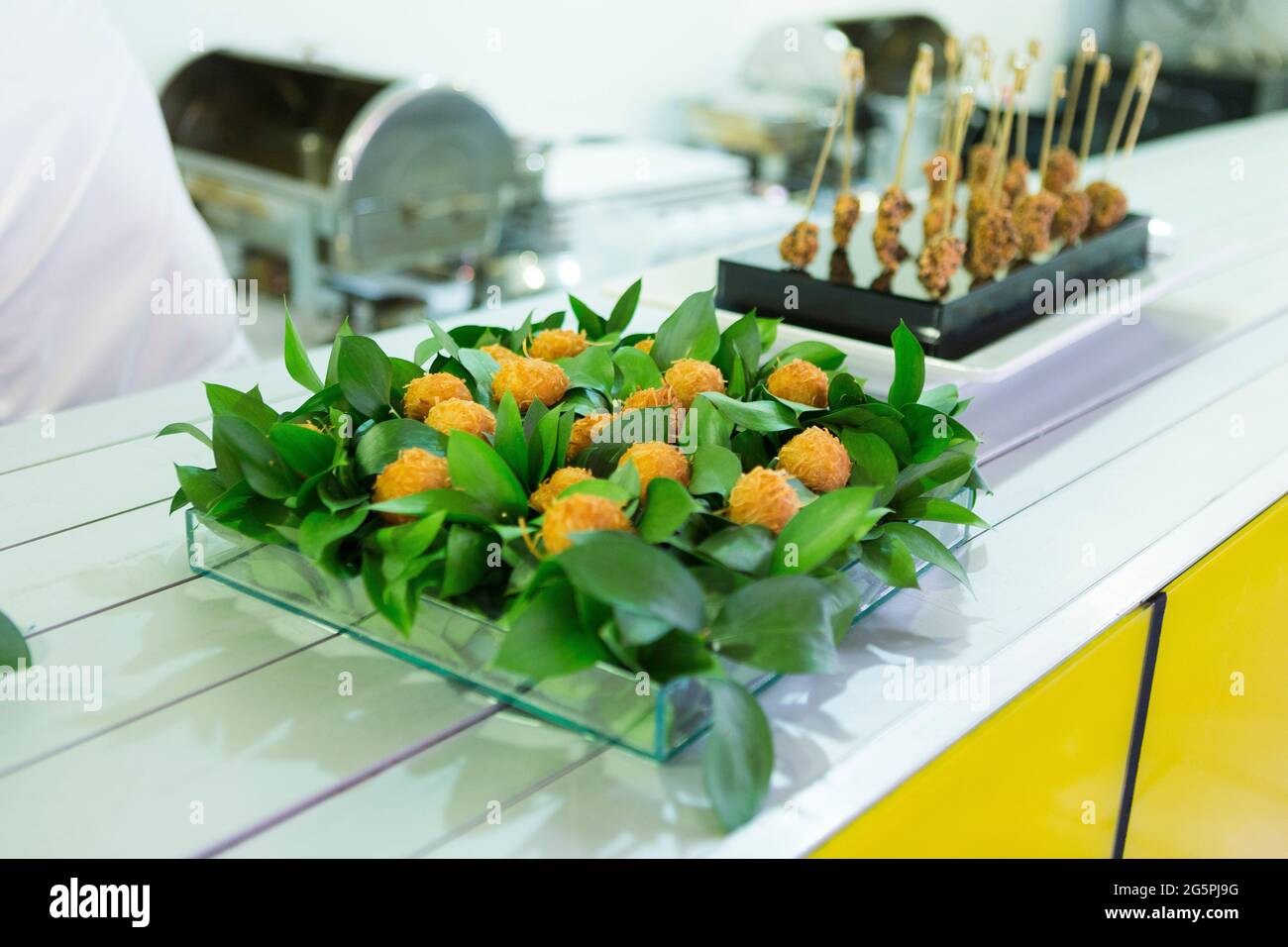 Social events reception; tasty snacks for guests at the reception Stock ...