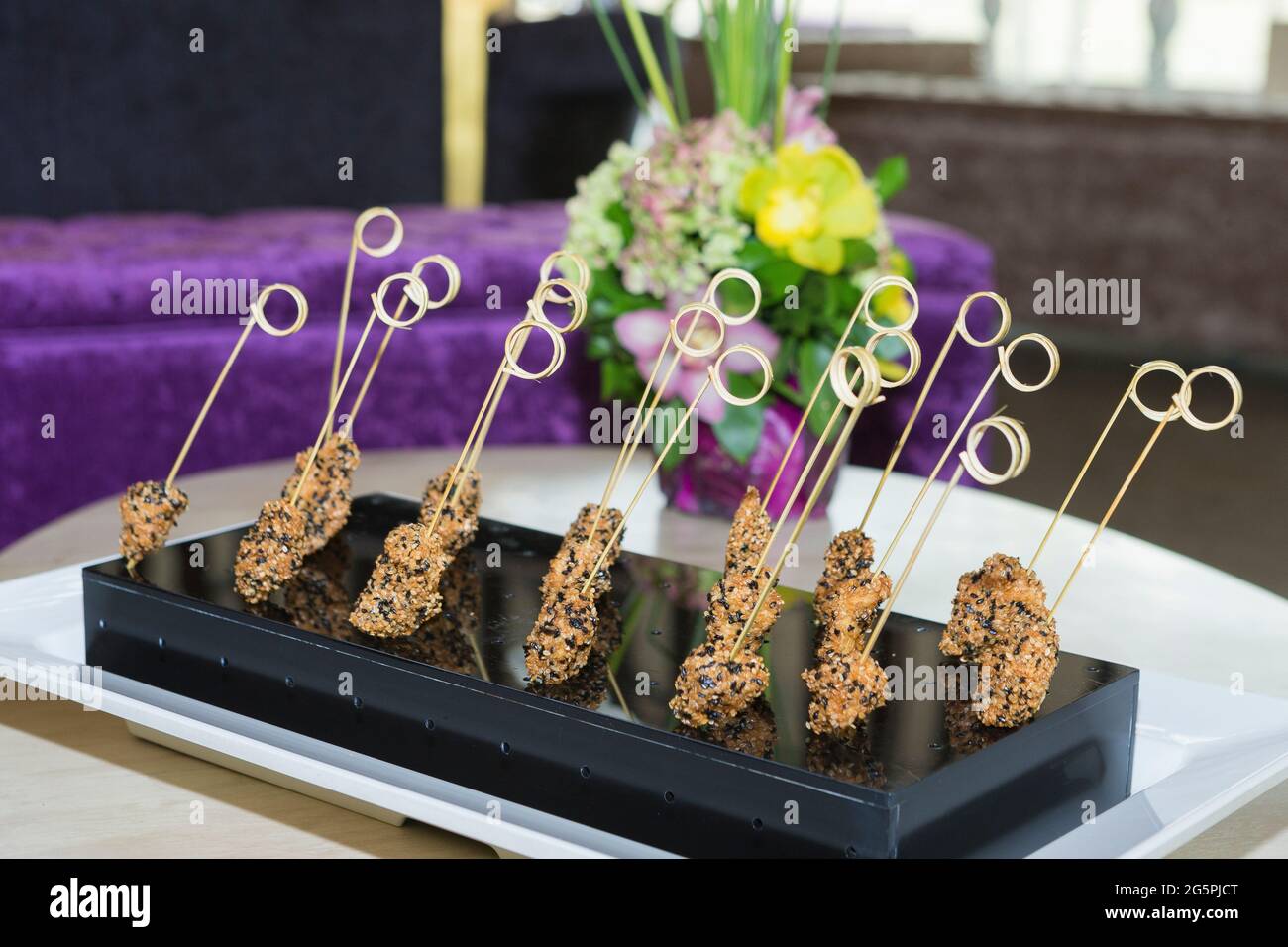 Social events reception; tasty snacks for guests at the reception Stock ...