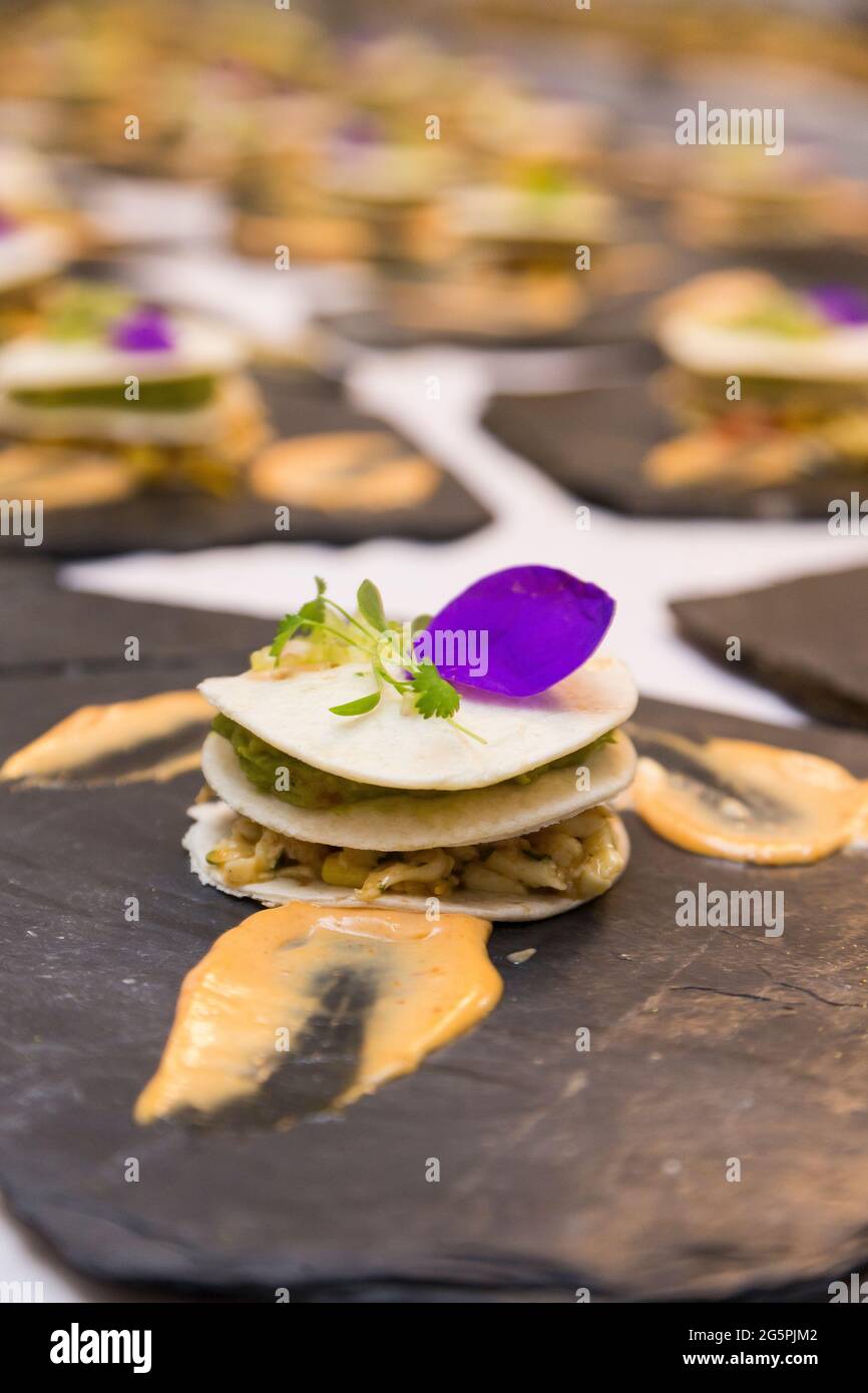 Social events reception; tasty snacks for guests at the reception Stock ...