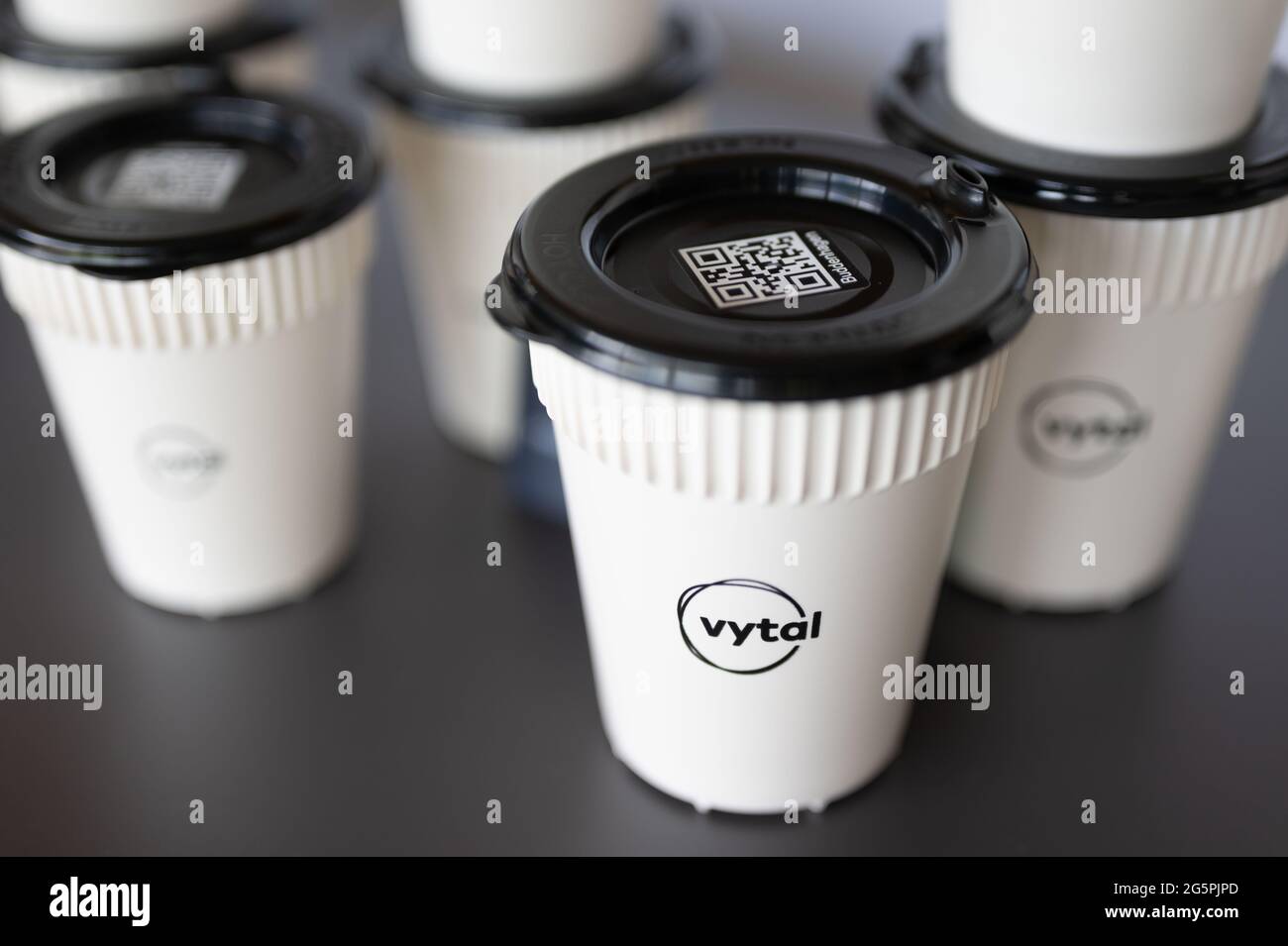 Cologne, Germany. 29th June, 2021. Reusable cups from the manufacturer ...