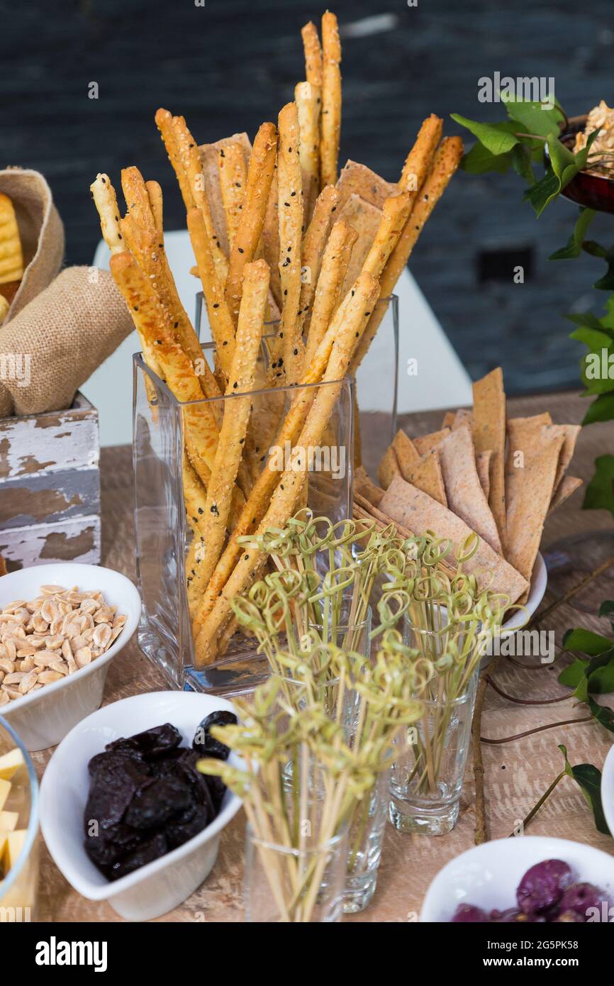 Social events reception; tasty snacks for guests at the reception Stock ...