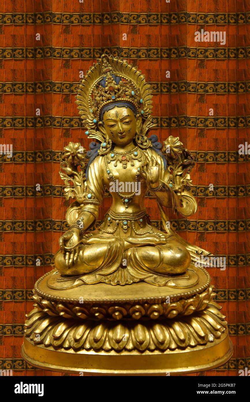 White Tara of the Seven Eyes goddess statue, 18th Century, Kathmandu ...