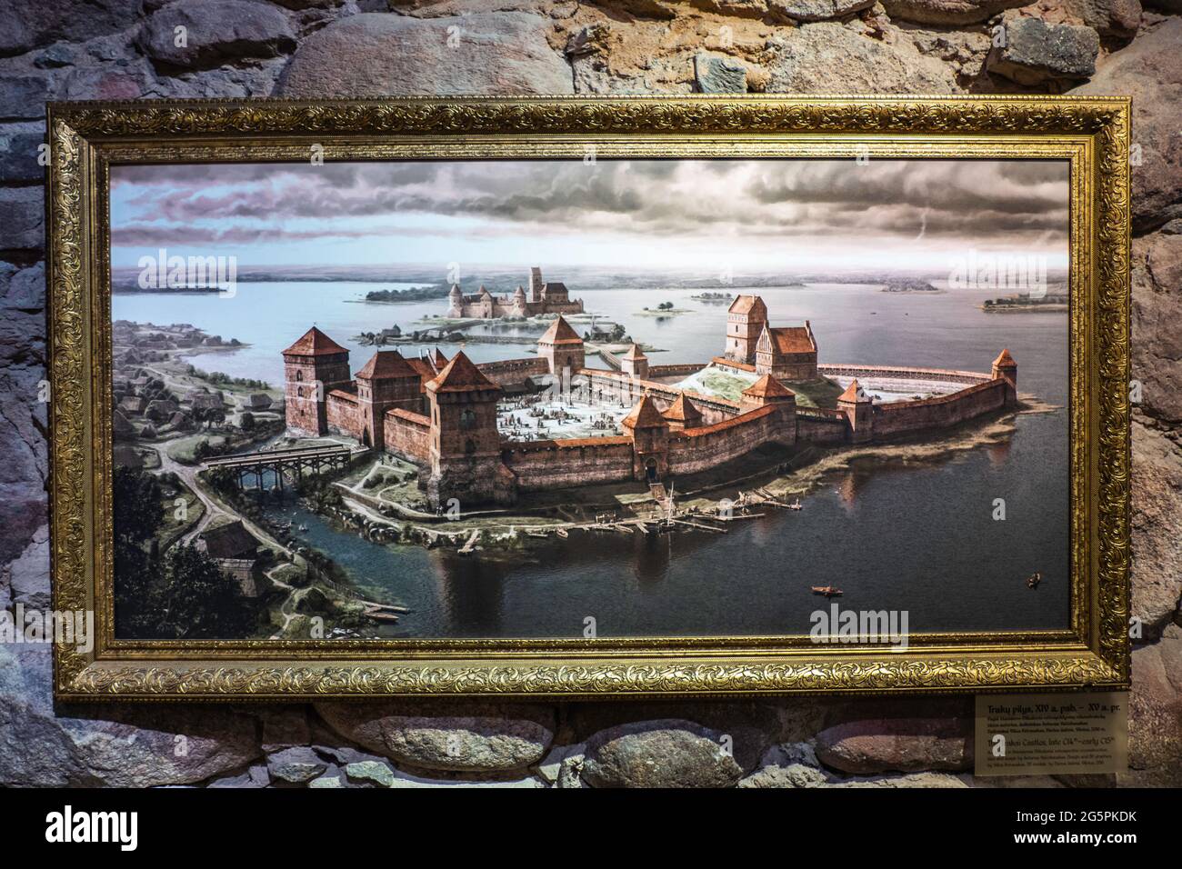 Oil Painting - The Trakai Castles - in Stone Wall Background Stock ...