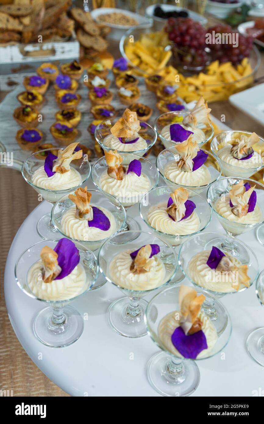 Social events reception; individual presentation of desserts for guests ...