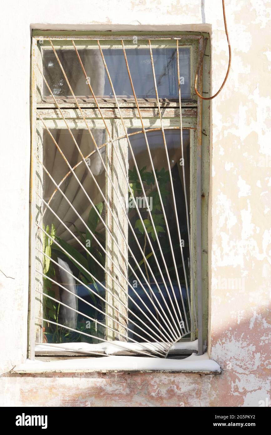 old wooden windows with bars Stock Photo - Alamy