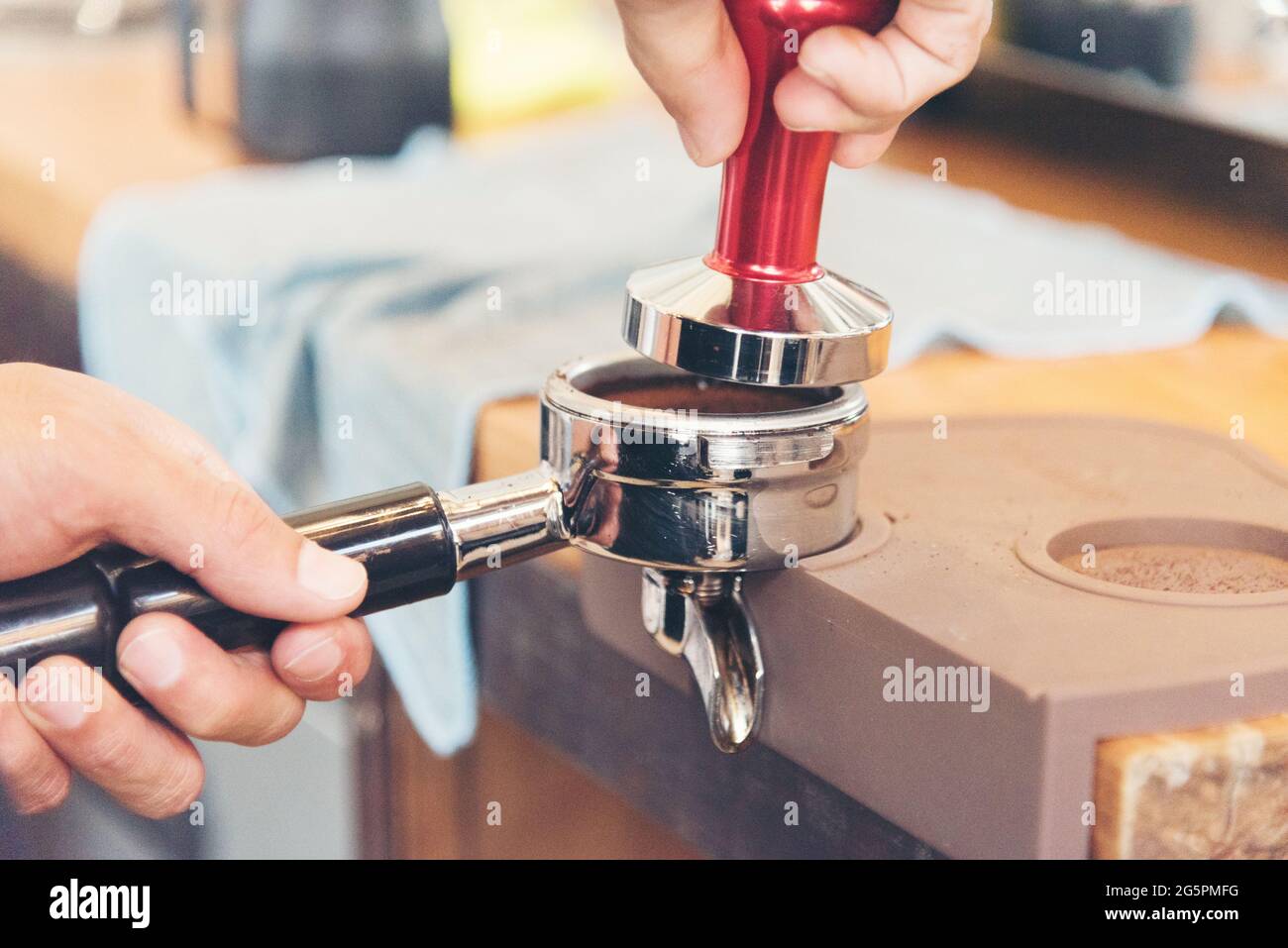 Coffee machine make a black coffee Stock Photo - Alamy