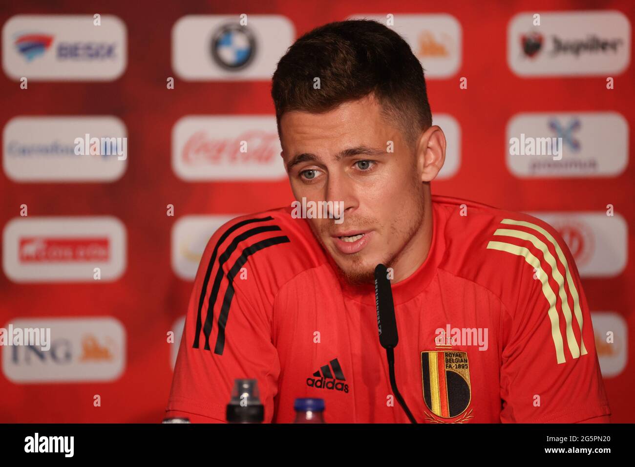 Belgium's Thorgan Hazard pictured during a press meeting of the Belgian ...