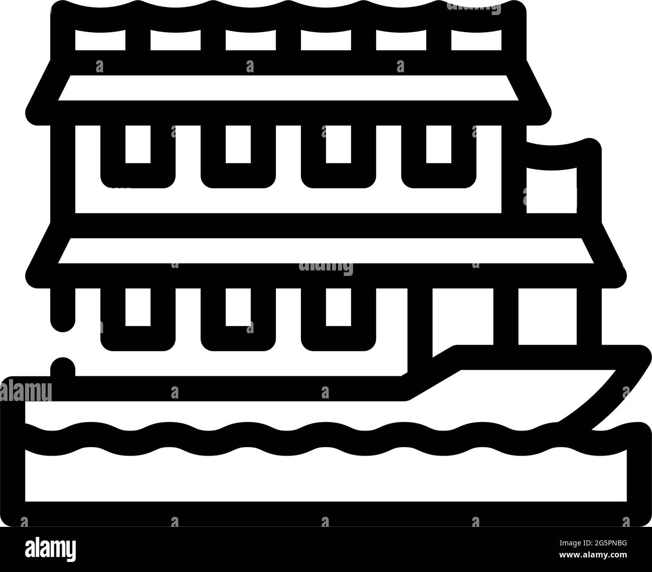 floating boat house line icon vector illustration Stock Vector Image ...