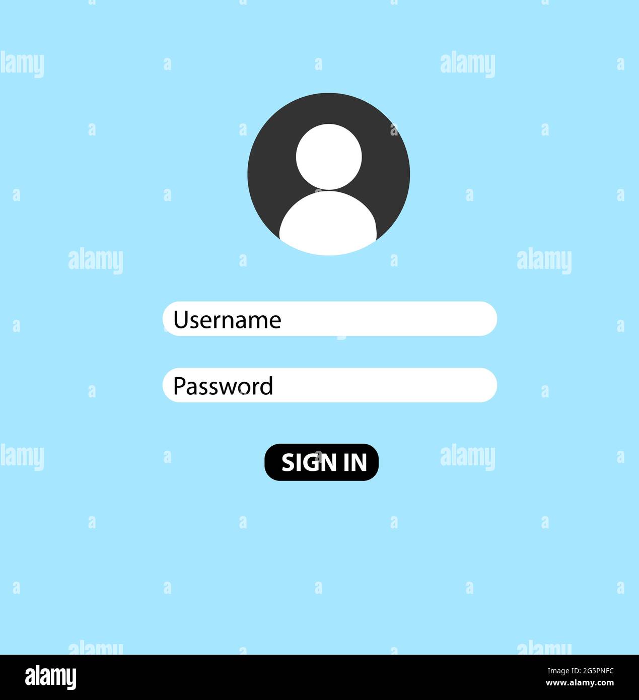Username and password to login. login screen sign. sign in screen ...