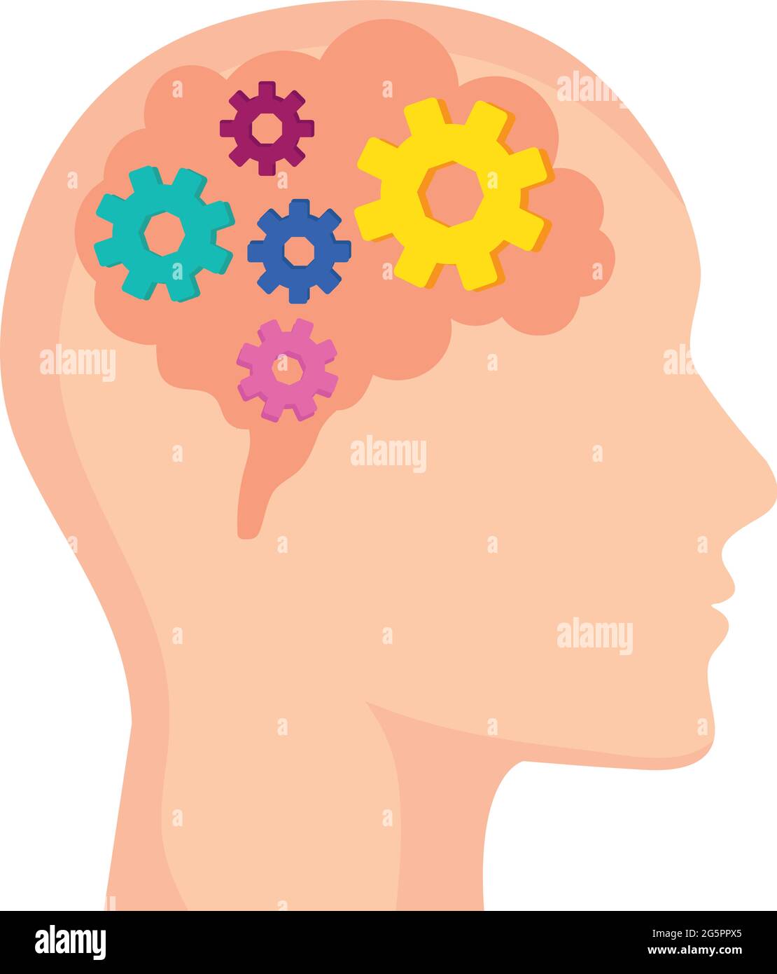 brain with gears inside head Stock Vector Image & Art - Alamy