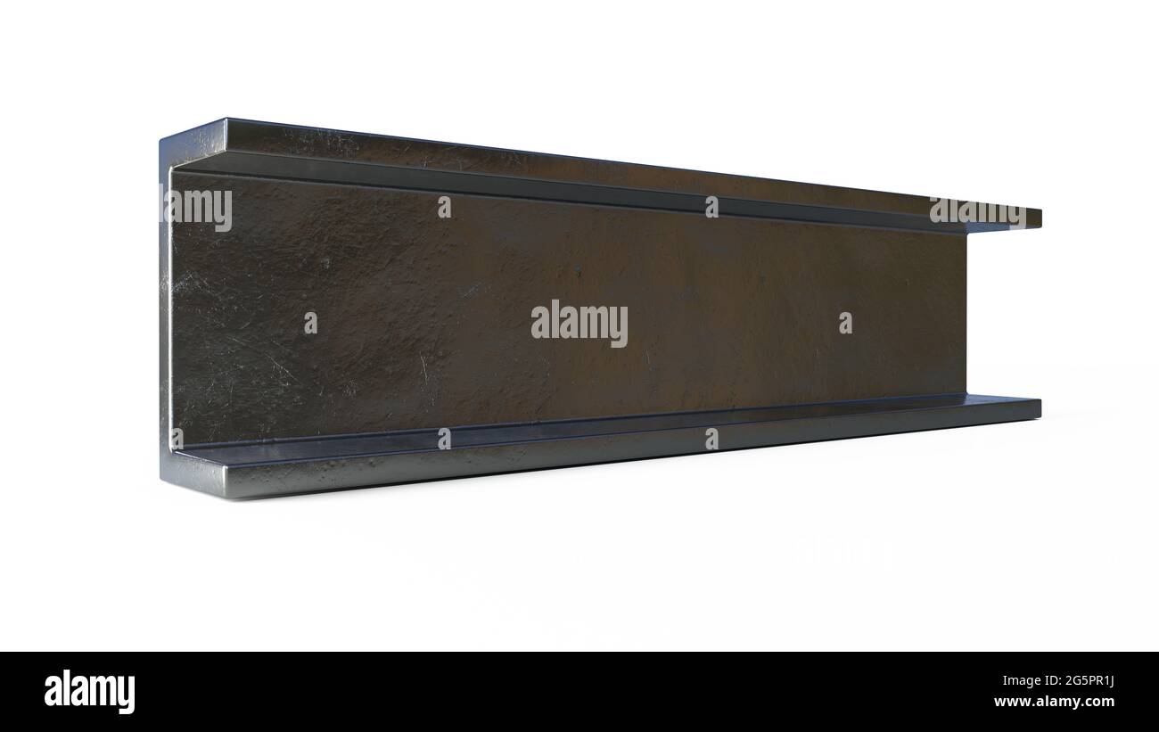 channel bar metal profile, isolated digital industrial 3D illustration ...