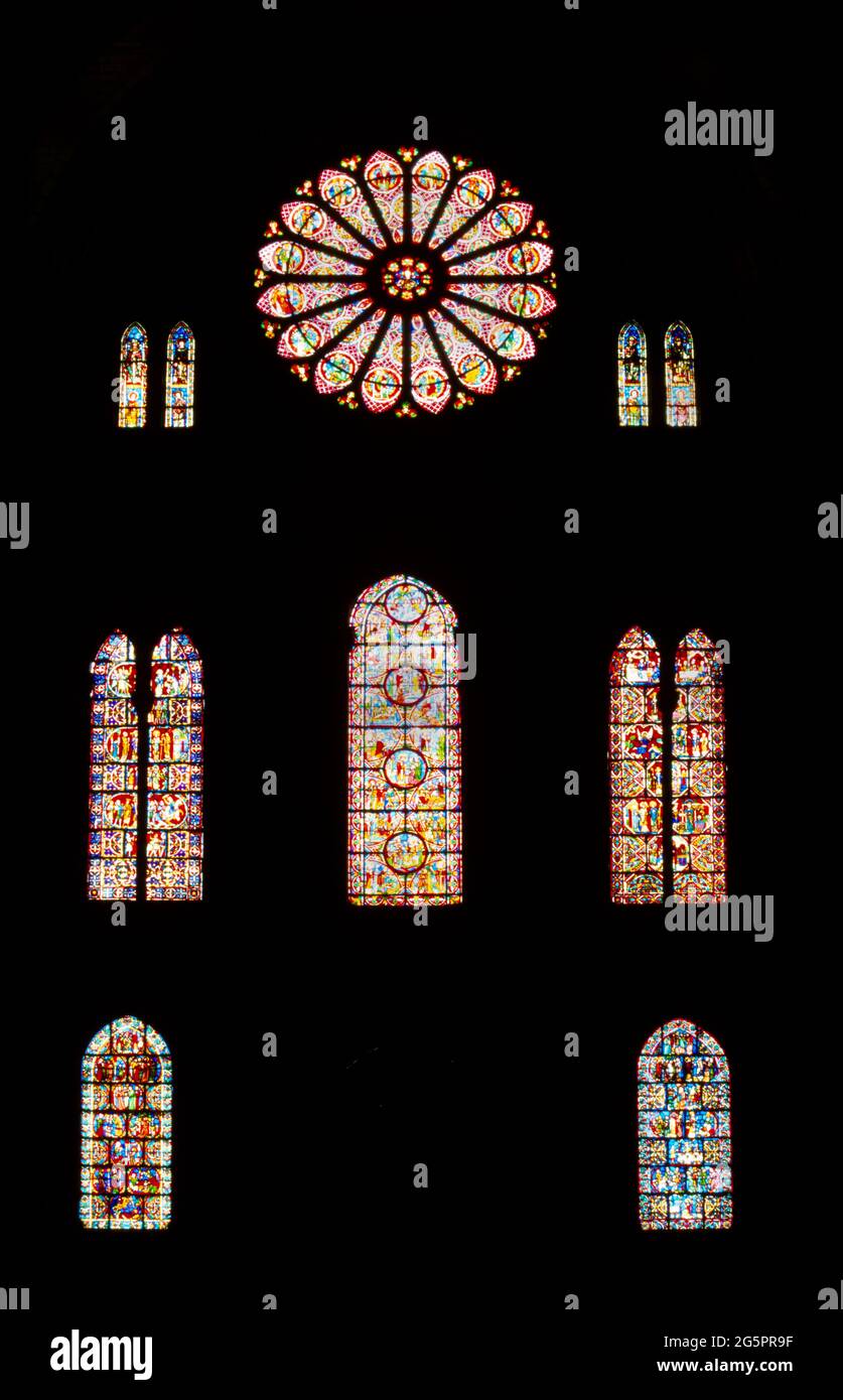 Reims France Basilica Of St Remi Gothic Chancel & Stained Glass Stock ...