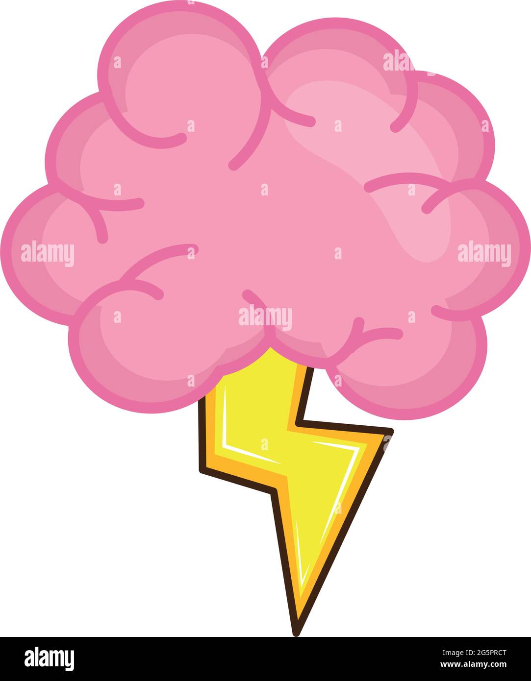 pink brain with thunder Stock Vector Image & Art - Alamy