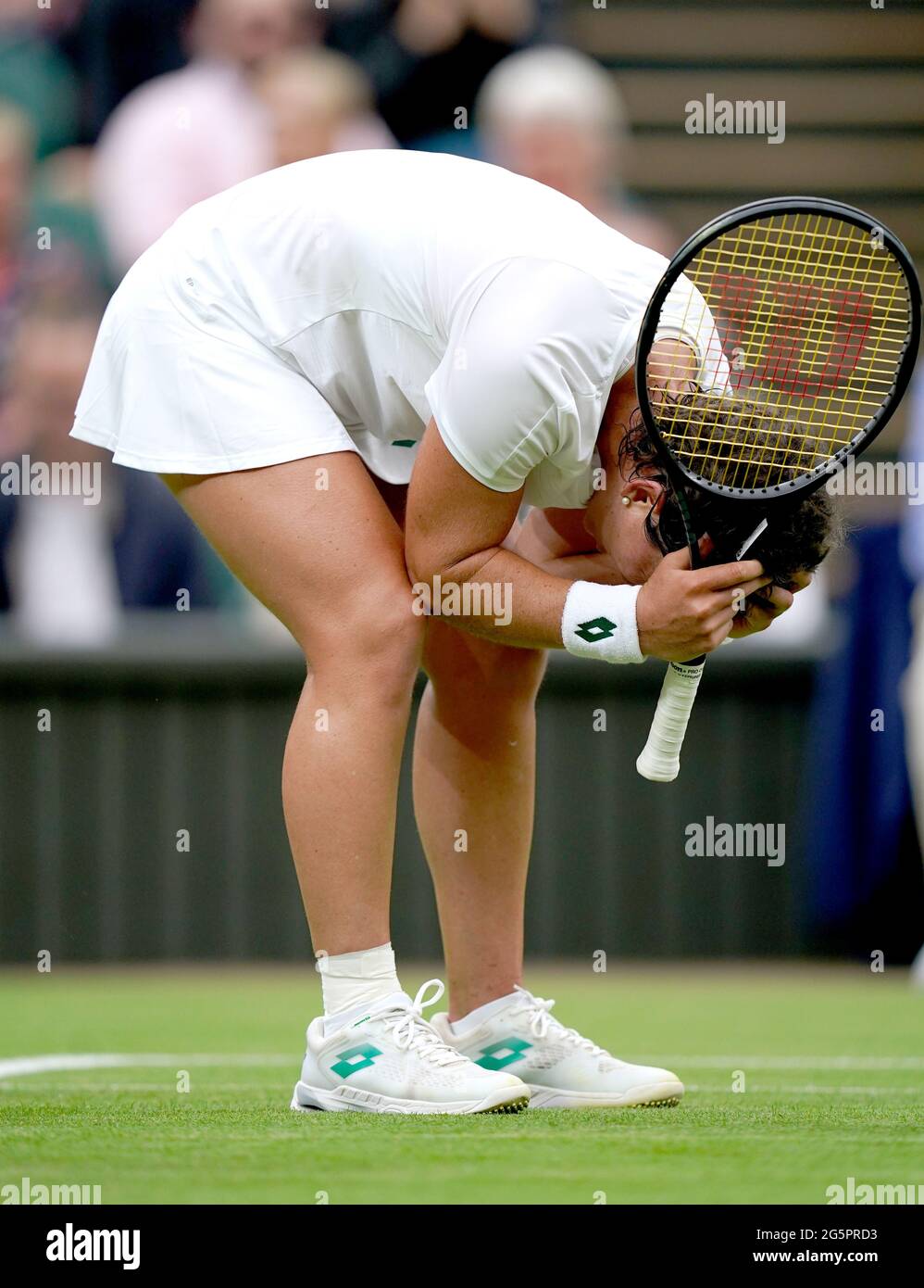 Carla Suarez Navarro reacts during her first round ladies' singles ...