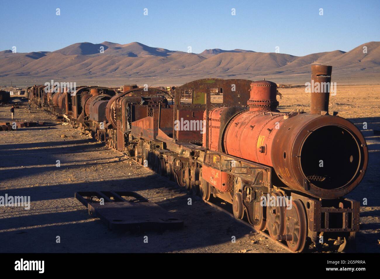 BOLIVIA. UYUNI. THE OLD TRAIN STATION OF UYUNI WITH ITS TRAINS CEMETERY ...