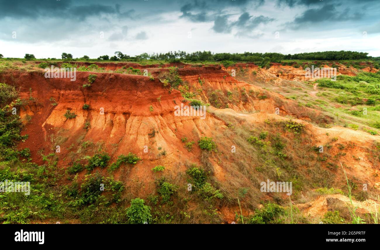 gongoni, called "grand canyon" of west bengal, gorge of red soil, India ...
