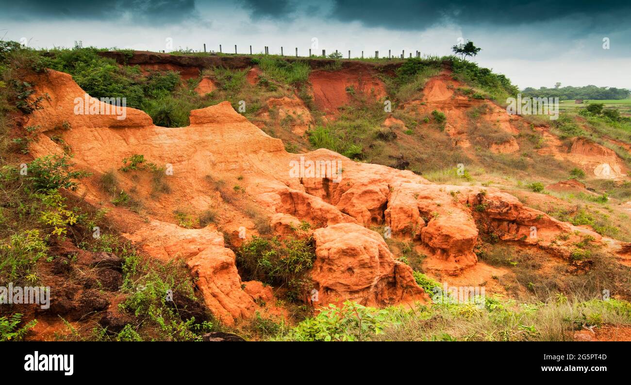 gongoni, called "grand canyon" of west bengal, gorge of red soil, India ...