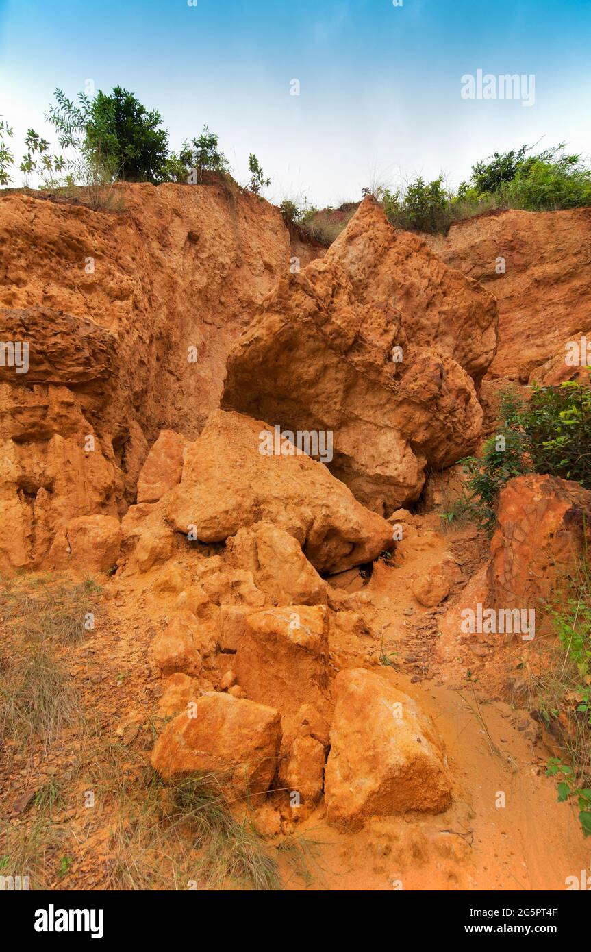 gongoni, called "grand canyon" of west bengal, gorge of red soil, India ...