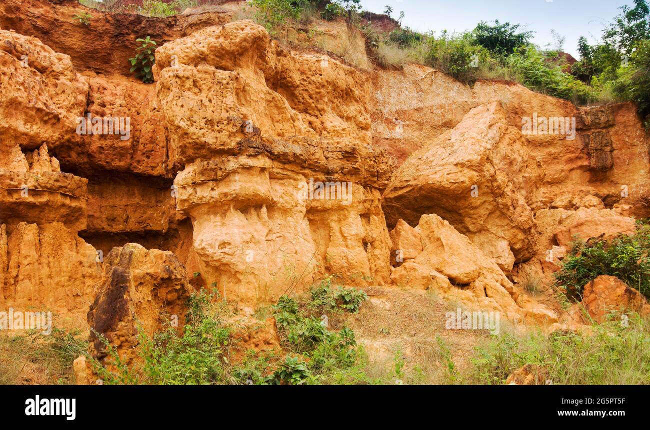 gongoni, called "grand canyon" of west bengal, gorge of red soil, India ...