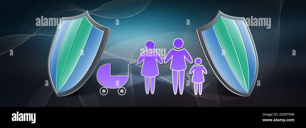 Illustration of a family insurance concept Stock Photo - Alamy