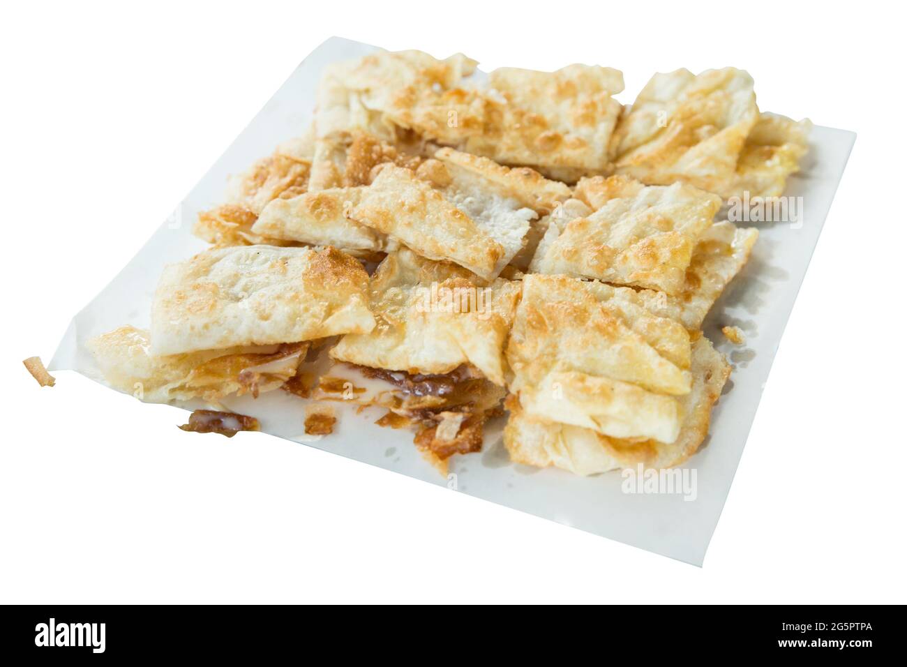 Hot crispy Roti on paper, sweet dessert Stock Photo - Alamy