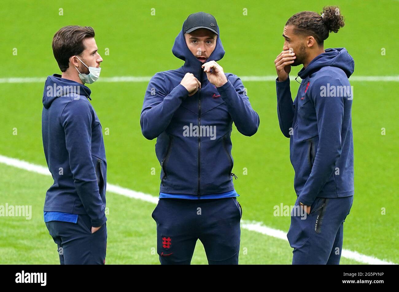 England's Ben Chilwell (left), Jack Grealish and Dominic Calvert-Lewis ...