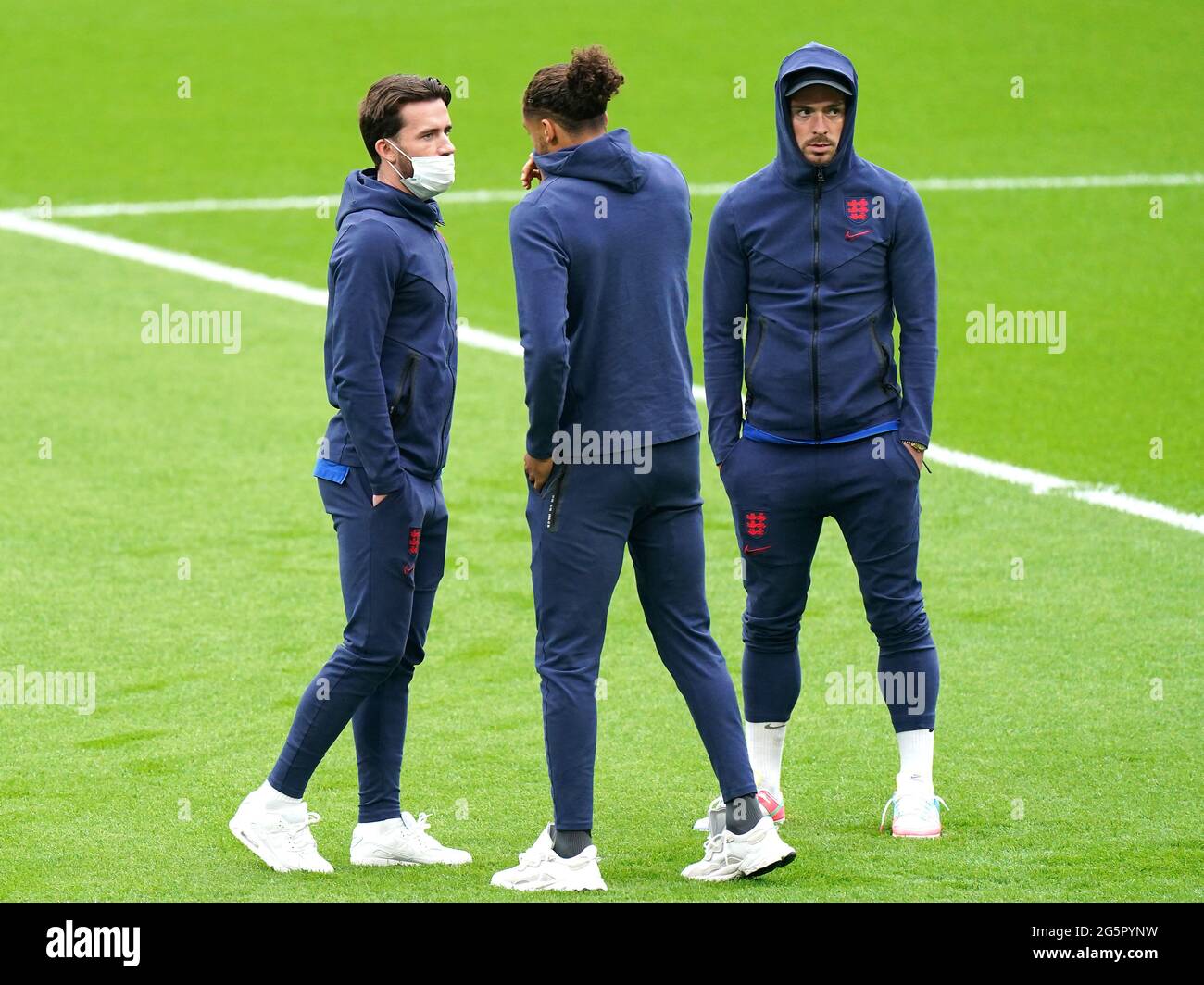 England's Ben Chilwell (left), Dominic Calvert-Lewis and Jack Grealish ...