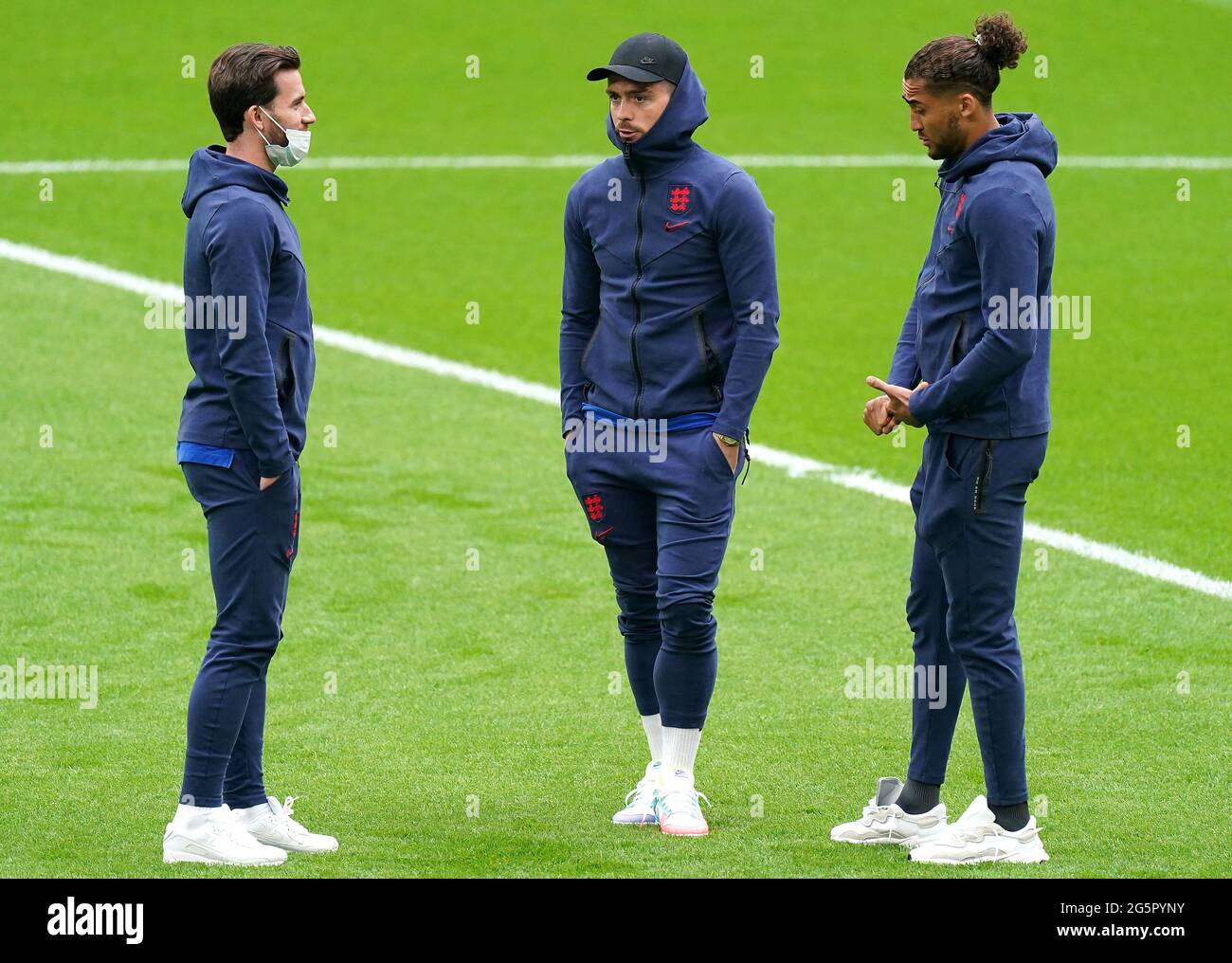 England's Ben Chilwell (left), Jack Grealish and Dominic Calvert-Lewis ...
