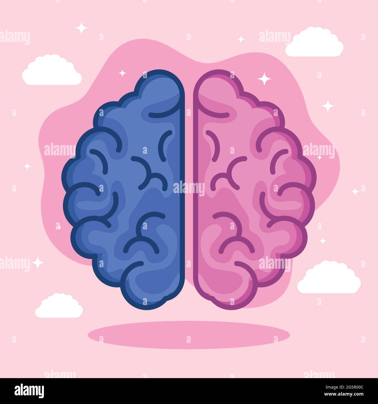pink and blue brain with clouds Stock Vector Image & Art - Alamy