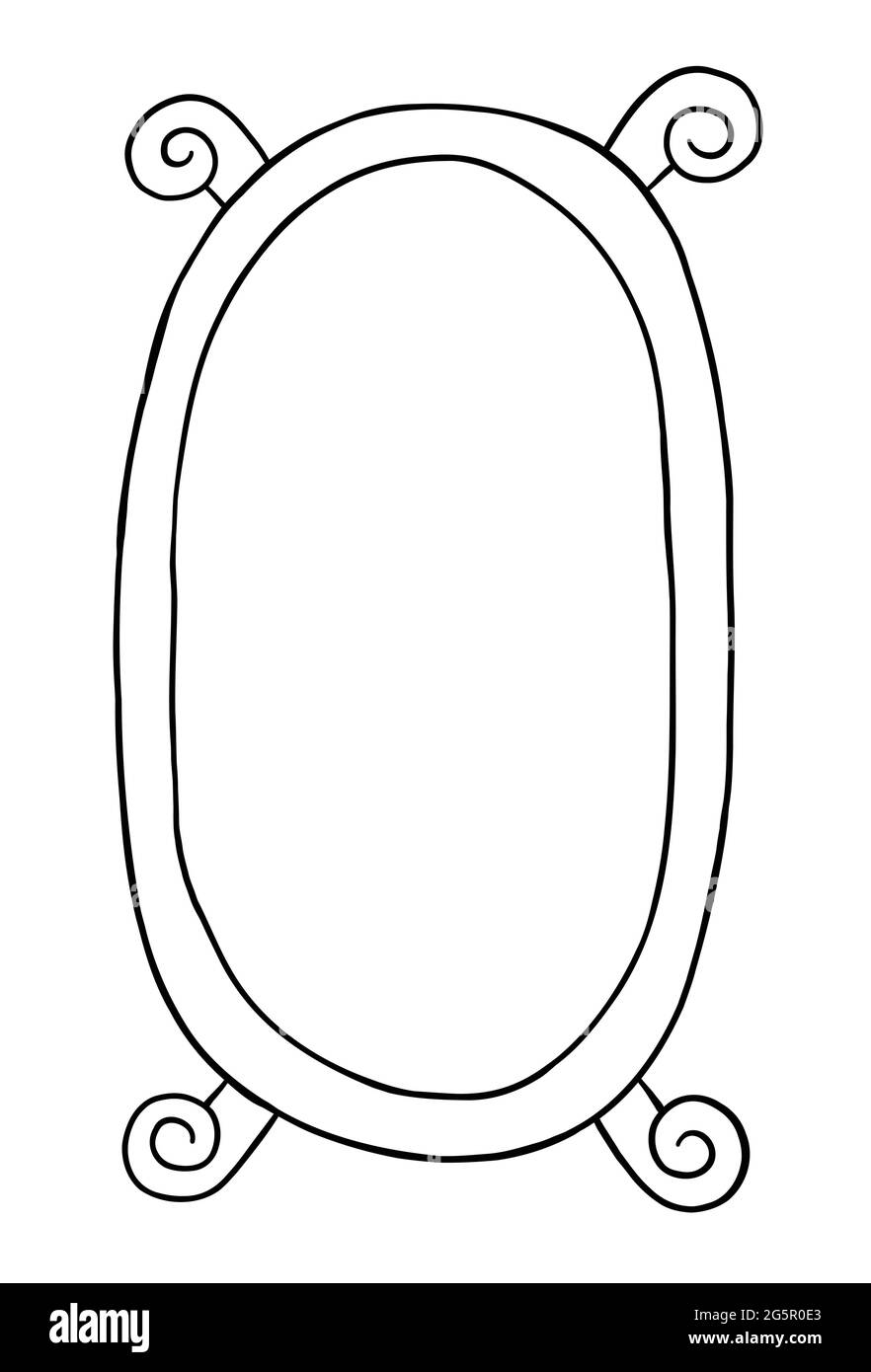 Cartoon vector illustration of mirror. Black outlined and white colored ...