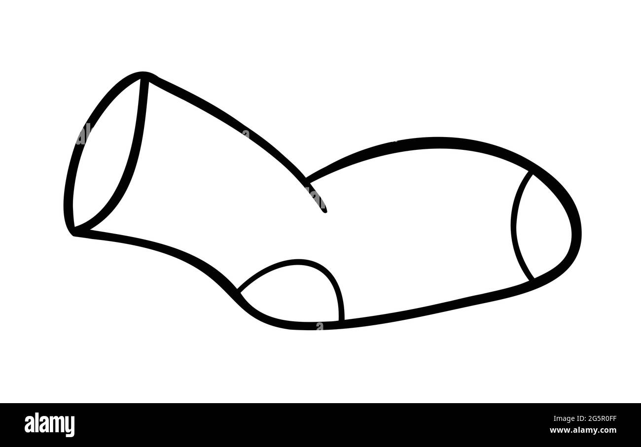 Cartoon vector illustration of one sock. Black outlined and white ...