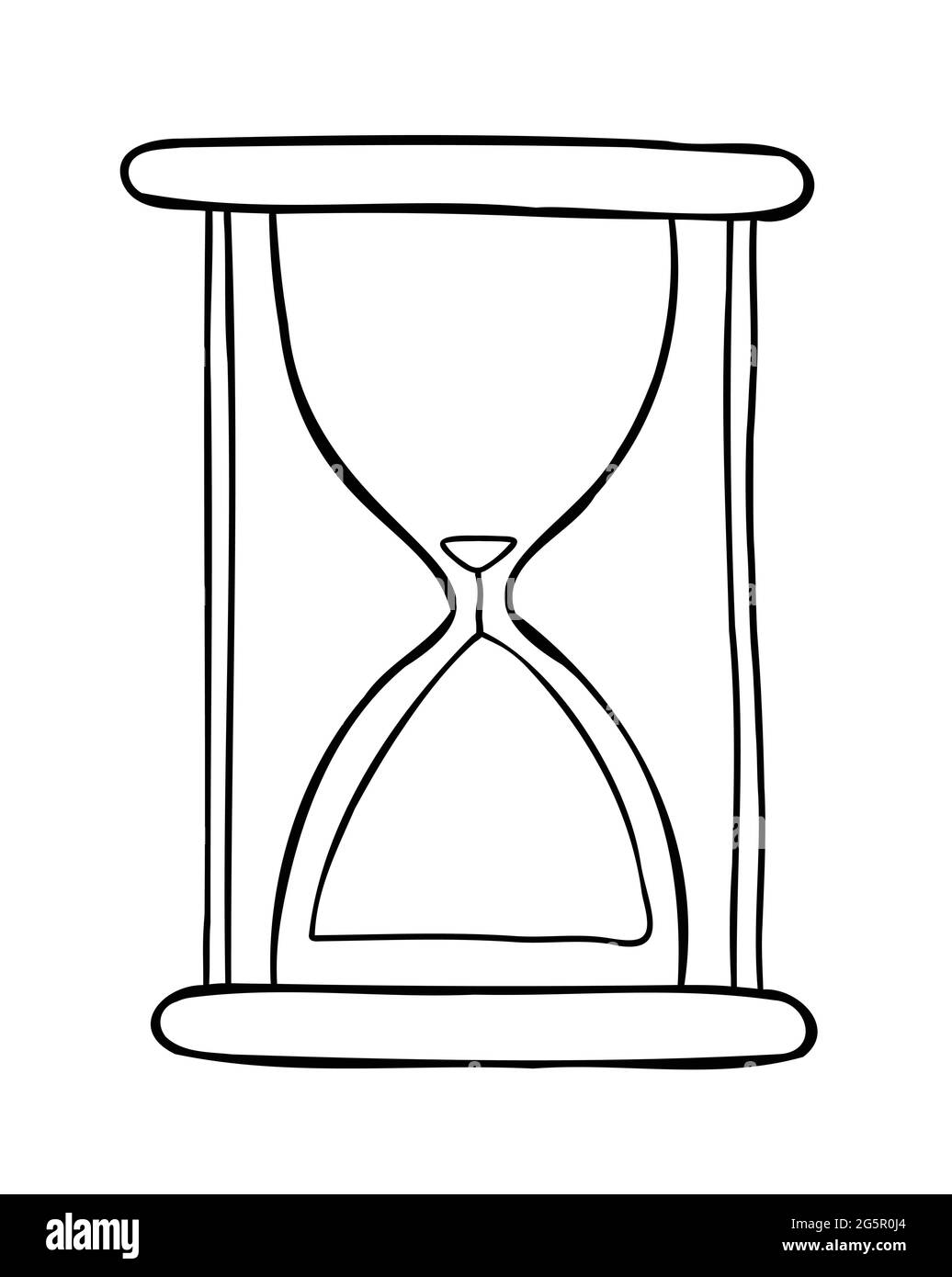 Cartoon vector illustration of hourglass nearing the end. Black ...
