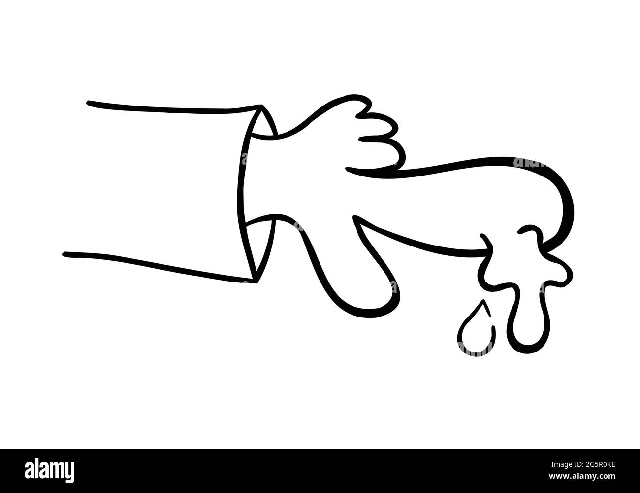 Cartoon vector illustration of bleeding finger. Black outlined and ...