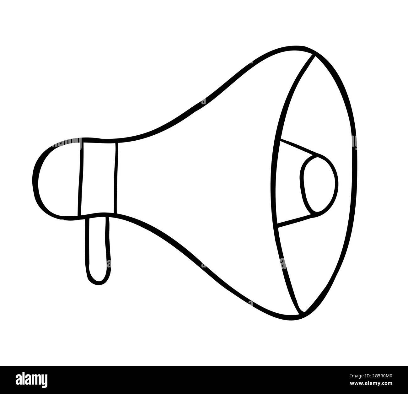 Cartoon vector illustration of megaphone. Black outlined and white ...