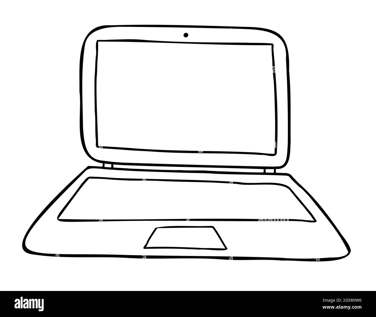 Cartoon vector illustration of laptop computer. Black outlined and ...