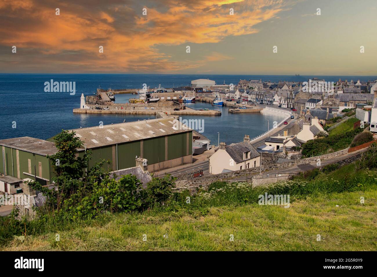 View of Macduff and the Town and Harbour, Aberdeenshire, Scotland, UK ...